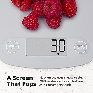 Greater Goods Gray Food Scale - Digital Display Shows Weight in Grams, Ounces, Milliliters, and Pounds | Perfect for Meal Prep, Cooking, and Baking | A Kitchen Necessity Designed in St. Louis