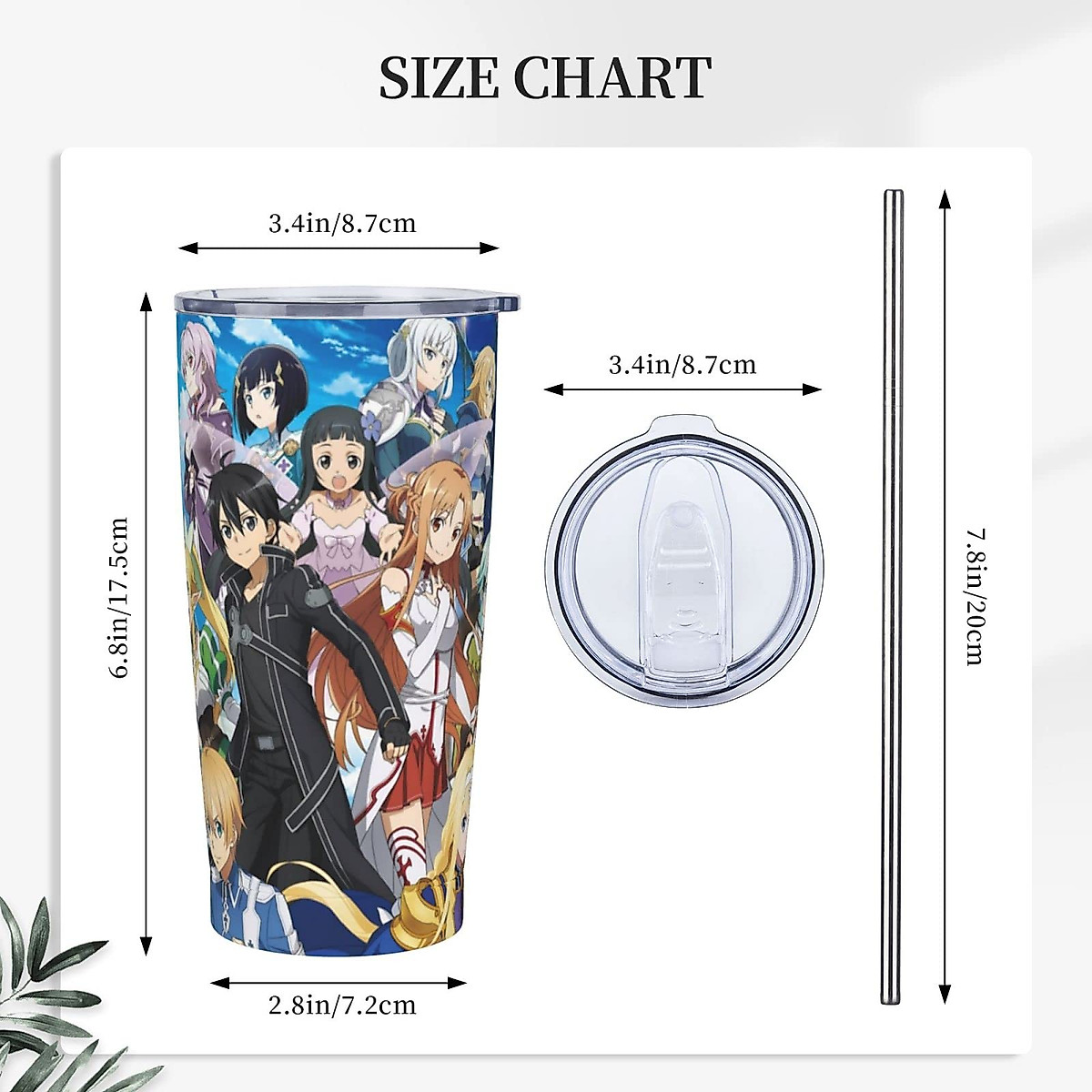 Sword Art Online 20oz Car Sippy Cup Stainless Steel Water Cup Thermos Cup