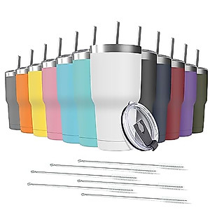 Deitybless 30oz Stainless Steel Travel Mug with Lid, Double Wall Vacuum Insulated Bulk Tumbler with Straws, Powder Coated Coffee Cup Suitable for Vehicle Cup Holders