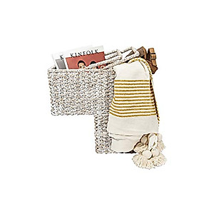 Creative Co-Op Woven Bankuan Rope Stair Basket with Handles, Whitewash Finish