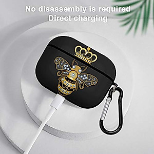Queen Bee with Crown Airpods Case Cover for Apple AirPods Pro Cute Airpod Case for Boys Girls Silicone Protective Skin Airpods Accessories with Keychain