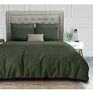 White Classic Avocado Dark Green Duvet Cover King Size Zipper Closure - Luxury Soft King Duvet Cover Set 3 Piece, 1 Duvet Cover 104x90 and 2 Pillow Shams | Comforter Not Included