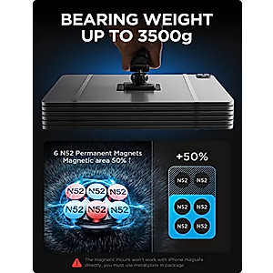 LISEN Magnetic Phone Holder for Car Mount Universal Dashboard Windshield Magnet Car Phone Holder Mount Industrial-Strength Suction Cup Car Magnet Phone Mount for Cell Phone & All Tablets (Black)