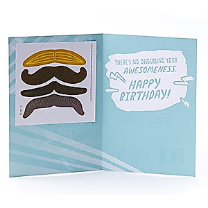 Hallmark Birthday Card for Kids with Mustache Stickers (No Disguising Your Awesomeness)