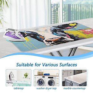GOODOLD Cow Portraits Ironing Mat Portable Travel Ironing Pad for Washer,Dryer,Table Top, Iron Board Alternative Cover, Large Heat Resistant Ironing Blanket