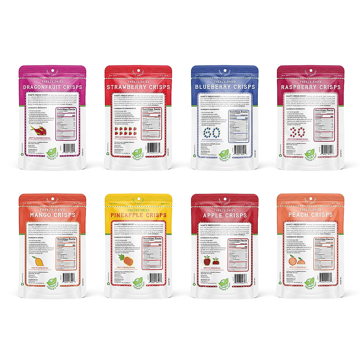 Nature’s Turn Freeze-Dried Fruit Snacks, Superfruit Variety, Pack of 16 (0.53 oz Each)