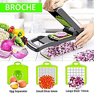 BROCHE Vegetable Chopper - Pro Onion Chopper - 12 in 1 - Multifunctional Slicer Vegetable Chopper with Container - Kitchen Organization - Food Chopper - Garlic chopper - Veggie Chopper with container