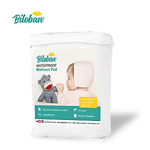 Bassinet Mattress Pad Cover, Waterproof, Ultra Soft Bamboo Terry Surface, Universal Fit for Hourglass/Oval Bassinet Mattress, 2 Pack, Washer & Dryer, No Loosen and Pre-Shrinked