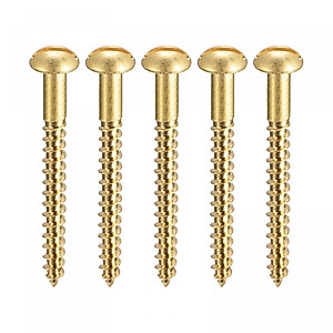 uxcell Wood Screws M4 x 40mm Slotted Round Head Brass Self-Tapping Screw 20 Pcs