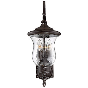 Franklin Iron Works Carriage Traditional Outdoor Wall Light Fixture LED Bronze Brown 22" Clear Seedy Glass Shade Decor Exterior House Porch Patio Outside Deck Garage Yard Front Door Garden Home