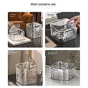 RSPGMKIX Desktop Trash Can Push-Type Living Room Light Luxury Sundries Bucket Car Home Desk Restaurant Storage Barrel Trash Basket(Clear,B)