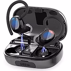 MuGo Wireless Earbuds, Bluetooth 5.0 Earbud Sport Headphones CVC8.0 Noise Cancelling, Earphones in Ear IP7 Waterproof, Built-in Mic, LED Display, 48H Playtime, Wireless Headset 2022 Upgraded