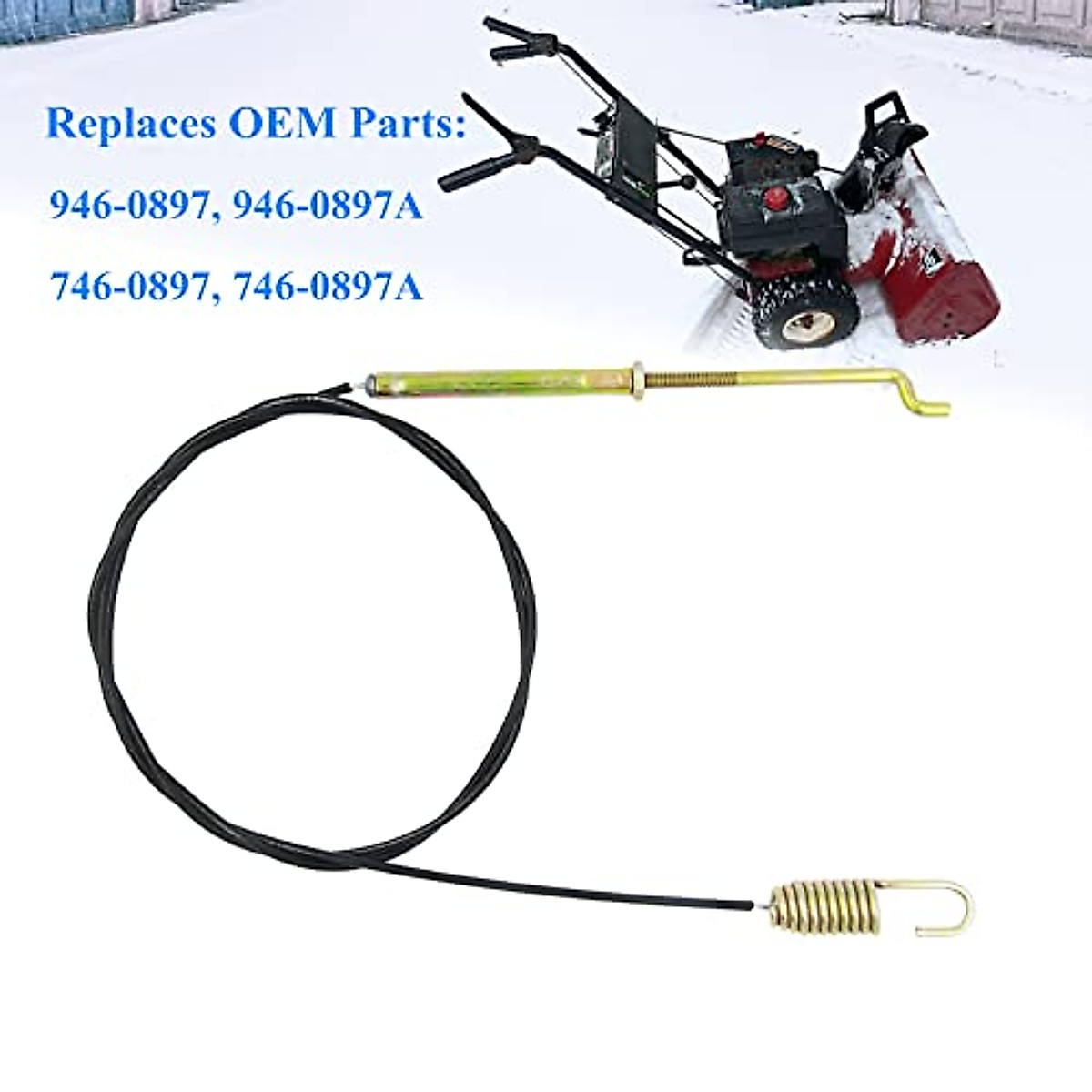 AILEETE 946-0897 Auger Clutch Cable for MTD Craftsman Cub Cadet Troy-Bilt Ryobi Yard Man Bolens Yard Machines Husky Snowblower Snow Thrower 746-0897 746-0897A 946-0897A