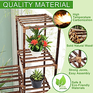 LotFancy Plant Stand Indoor Outdoor, Large Tall Wood Plant Shelf for Multiple Plants, 3 Tiers 8 Potted Plant Display Rack Garden Flower Shelves for Living Room Patio Corner Balcony Office