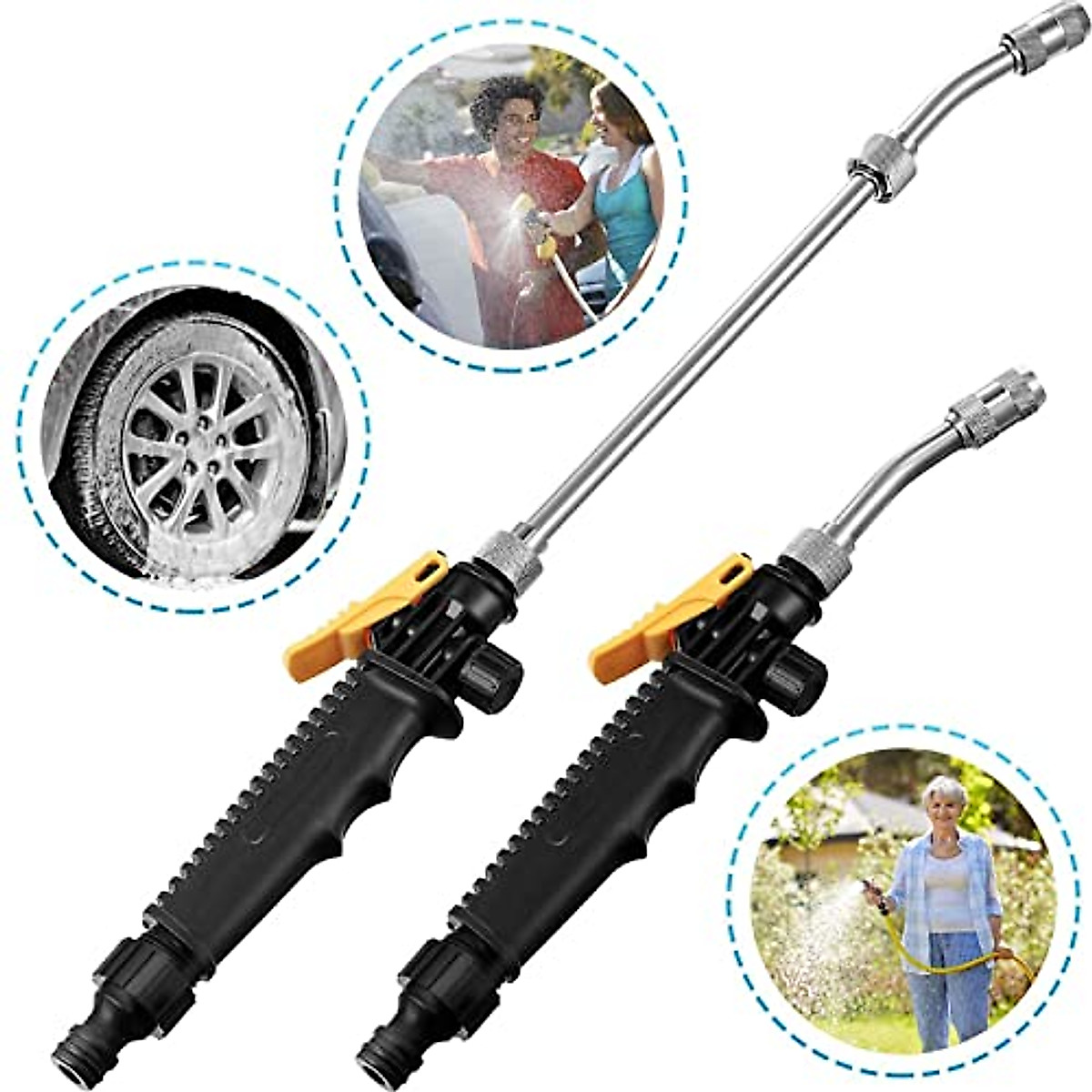 High Pressure Washer Wand, 2-in-1 Pressure Power Washer Spray Nozzle, Portable High Pressure Water Gun, Watering Sprayer Cleaning Tool for Car Washing or Garden Cleaning (11.8 in, A)
