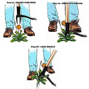 Stand Up Weeder Manual Weed Remover Weed Puller Tool with Foot Plate for Removing Weeds -Black Aluminum Lever Head Weed Puller Garden Weeder Root Remover Tool