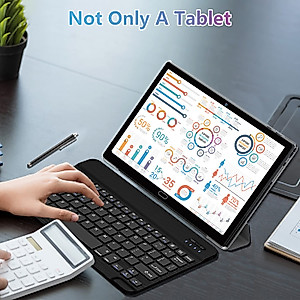2024 Newest Android Tablet, 10 Inch Tablet with Keyboard, 4G Cellular Tablets 64GB Storage 512GB Expandable, 4G RAM Octa-Core 13MP Camera, Large Battery, Keyboard Mouse Case Stylus, WIFI Bluetooth GPS