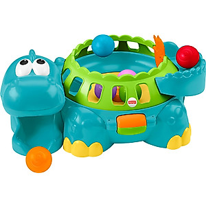 Fisher-Price Baby Crawling Toy, Poppity Pop Musical Dino Ball-Popper with Sounds for Infants Ages 6+ Months, Blue