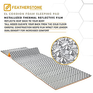 Featherstone Outdoor El Cordion Insulated R-Value 2.1 Sleeping Pad Closed Cell Foam Mat for Ultralight Backpacking Thru-Hiking and Camping