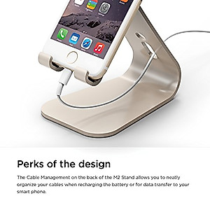 elago® M2 Stand [Champagne Gold] - [Premium Aluminum][Angled for Video Calls][Cable Management] - for all iPhones, Galaxy, and other Smartphones