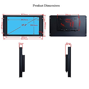 iChawk 17.3'' inch Monitor 1920x1080 16:9 Widescreen HDMI-in VGA USB Built-in Speaker Embedded Open Frame Wall-Mounted Driver Free Multi-Point Capacitive Touch LCD Screen Monitor K173MT-59C