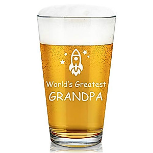 Modwnfy Grandpa Beer Glass, Funny Beer Pint Glass for Men Grandfather Grandpa, Idea for Father’s Day Birthday Christmas