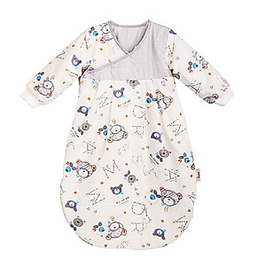 BLOOMSTAR Baby Sleeping Sack Long Sleeves (3-12M) Tog 2.5 Warm Newborn Sleeping Bag with Arms Quilted Swaddle Wearable Blanket Toddler Cotton Poplin Infant in a Bag Unisex Sleeper