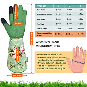 WANCHI Cowhide Leather Thorn Proof Gardening Gloves Medium + Long Sleeve Garden Gloves Small