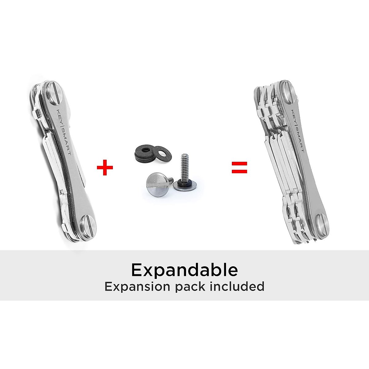 KEYSMART Key Holder for Keychain Key Ring - Compact Key Organizer Key Chain Key Case, Minimalist Pocket-Sized EDC Keychain, Loop Piece for Car Fobs, Expandable (up to 14 Keys, Titanium)