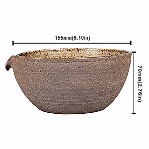 ELITEA Matcha Green Tea Bowl Chawan with Spout Pottery Clay Large