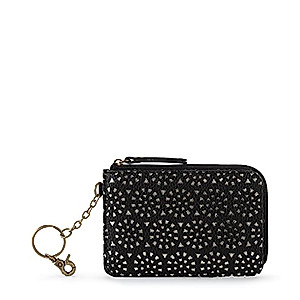 The Sak Women's Iris Slotted Card Wallet in Leather, Black Moroccan Perf, Small
