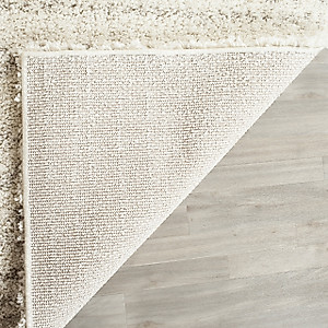 SAFAVIEH Arizona Shag Collection Area Rug - 9' x 12', Ivory & Beige, Moroccan Design, Non-Shedding & Easy Care, 1.6-inch Thick Ideal for High Traffic Areas in Living Room, Bedroom (ASG741A)