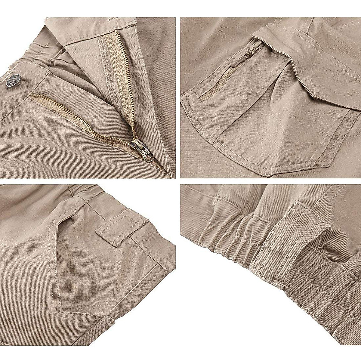 CARWORNIC Gear Men's Hiking Tactical Pants Lightweight Cotton Outdoor Military Combat Cargo Trousers Khaki