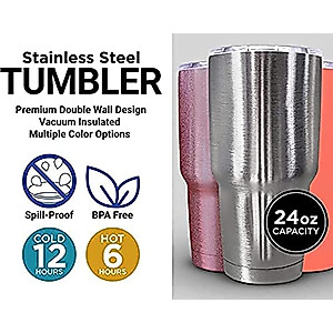 R and R Imports Ninga Manitoba Souvenir 24 Oz Insulated Stainless Steel Tumbler Rose Gold