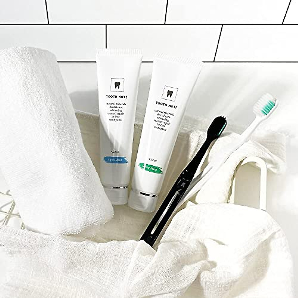 Toothnote Teeth Whitening Fluoride-Free Toothpaste for Sensitive Teeth, Whiten Tooth Enamel, Dry Mouth, Bad Breath, Muddy Taste - Helps Fresh Breath, Natural Oral Care (1 Aqua Mint)