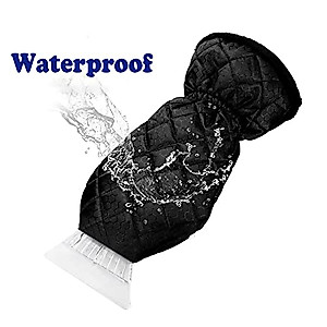 ZARSIO Ice Scraper with Glove Waterproof Car Scraper Mitt Thick Warm Snow Remover Glove Car Window Frost Removal Brush Tool for Car Windshield