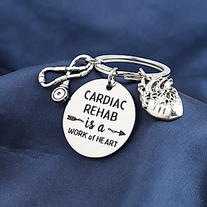 TIIMG Cardiac Rehab Nurse Gift Cardiac Rehab is A Work of Heart Keychain Nursing School Grad Gift (CARDIAC REHAB)
