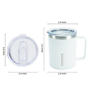 BJPKPK 2 pcs Insulated Coffee Mug, 14oz Insulated Coffee Mug with Lid, Stainless Steel Insulated Coffee Mug with Splash Proof Lid-White