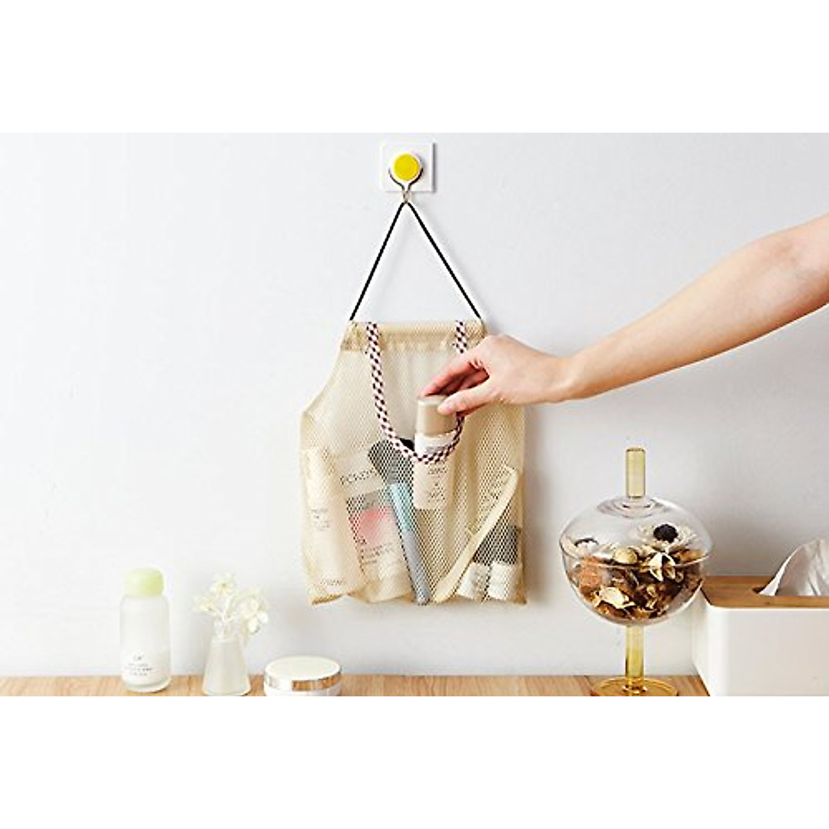 hatisan Reusable Hanging Storage Mesh Bags Durable & Strong Fruit and Vegetable Mesh Bags/Pulling resistance Storage Tote Bags for Garlics, Potatoes, Onions or Garbage Bag-Clear(4Pcs)