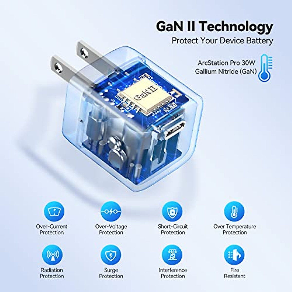 USB C Charger, TECKNET 30W USB C Tablet Wall Charger, GaN Charger Power Adapter, PD Fast Charging Block with USB C Cable Compatible with iPad/MacBook/Pixel/Samsung Galaxy S22