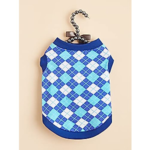 QWINEE Geometric Pattern Dog Tank Top Soft Stretchy Sleeveless Cat Puppy Vest for Small Medium and Large Dogs Cats Kitten Blue XS