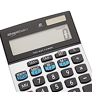 Amazon Basics LCD 8-Digit Desktop Calculator, Silver - 5 Pack
