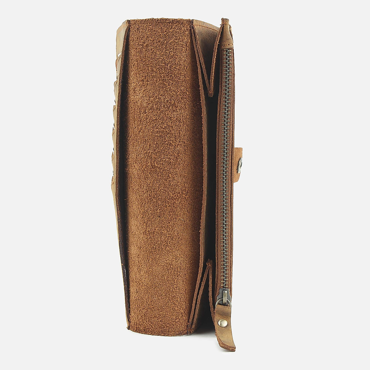 ALPHAHIDE Genuine Leather Wallet for Women - RFID Blocking Ladies Clutch - Ladies Phone Wallet - Raw Leather Purse - Zipper Pocket - Gift Boxed (Tan)