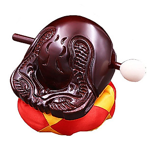 ERINGOGO Mokugyo with Mallet and Mat, Wooden Fish Camphorwood Temple Block, Zen Drum Meditation Percussion Instrument