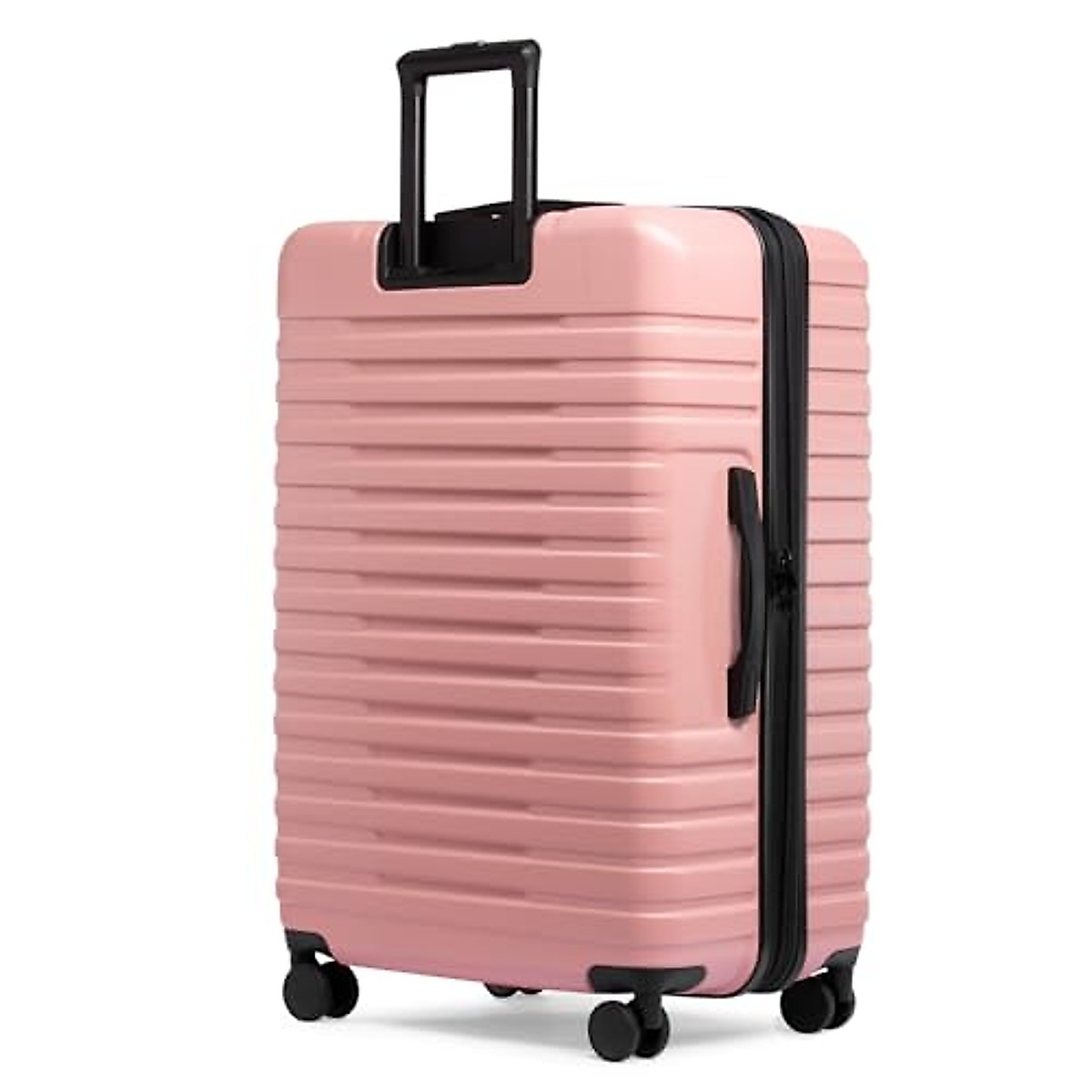 U.S. Traveler Boren Polycarbonate Hardside Rugged Travel Suitcase Luggage with 8 Spinner Wheels, Aluminum Handle, Pink, Checked-Large 30-Inch