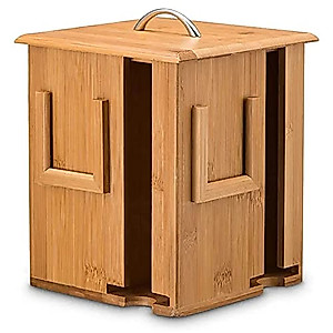 Tea Storage Box Tea Bag Caddy Organizer Smooth Finish Solid Bamboo Teabag Holder with 4 Compartments Holds 160 Tea Bags