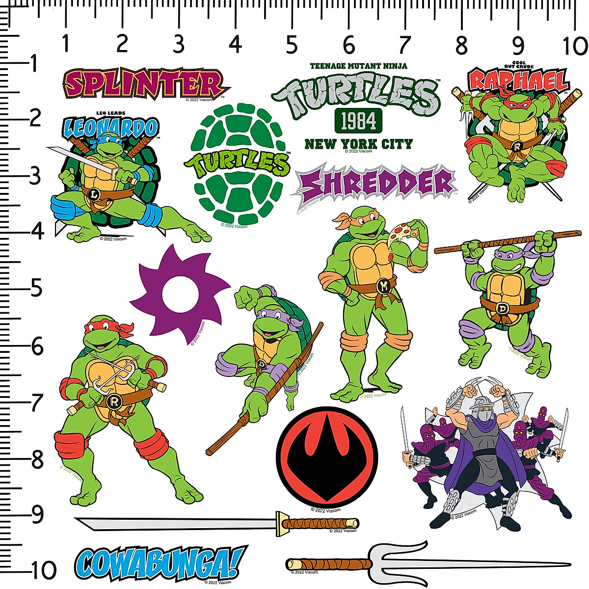 Teenage Mutant Ninja Turtles Sticker Pack Die Cut Vinyl Large Deluxe TMNT Stickers Variety Pack - Laptop, Water Bottle, Scrapbooking, Tablet, Skateboard, Indoor/Outdoor - Set of 100