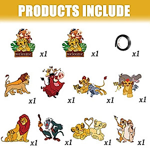 10 Pieces Lion King Cardboard Door Sign Banner Porch Sign Lion King Hanging Signs for Outdoor Indoor Bedroom Wall Decoration Fun Lion King Themed Supplies