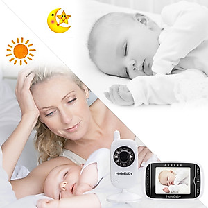 HelloBaby 3.2 Inch Video Baby Monitor with Night Vision & Temperature Sensor, Two Way Talkback System