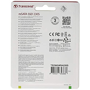 Transcend 256GB MSA230S mSATA SSD, MO-300A, Solid State Drive, SATAIII - TS256GMSA230S